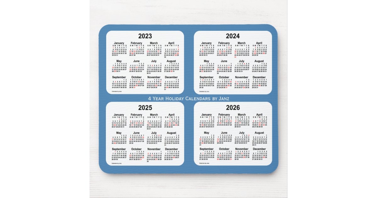 2023-2026 Steel Blue Holiday Calendar by Janz Mouse Pad | Zazzle