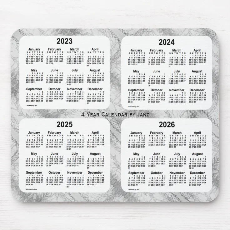 2023-2026 Textile Gray 4 Year Calendar by Janz Mouse Pad | Zazzle