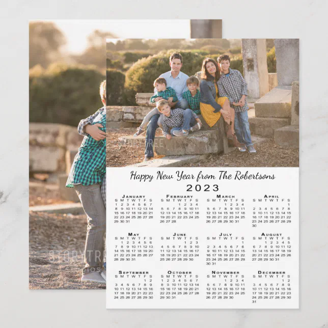 2023 Calendar 2 Custom Photos Happy New Year Holiday Card | Zazzle