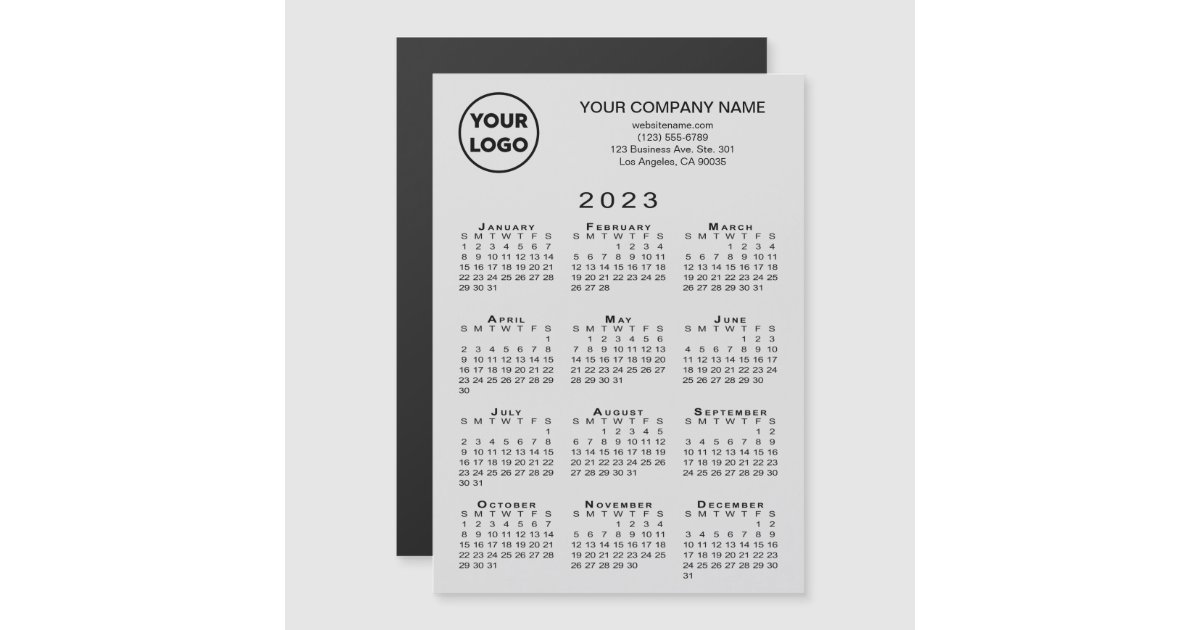 2023 Calendar Business Logo Text Grey Magnet | Zazzle