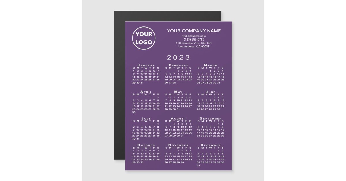 2023 Calendar Business Logo Text Purple Magnet | Zazzle