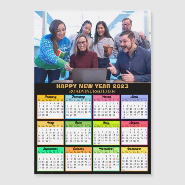 2023 Calendar Business Photo Gold Magnetic Card | Zazzle