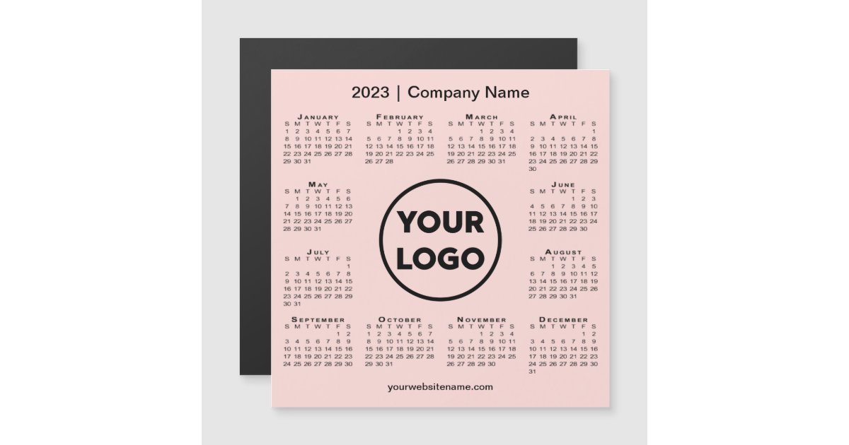 2023 Calendar Company Logo on Coral Pink Magnet | Zazzle