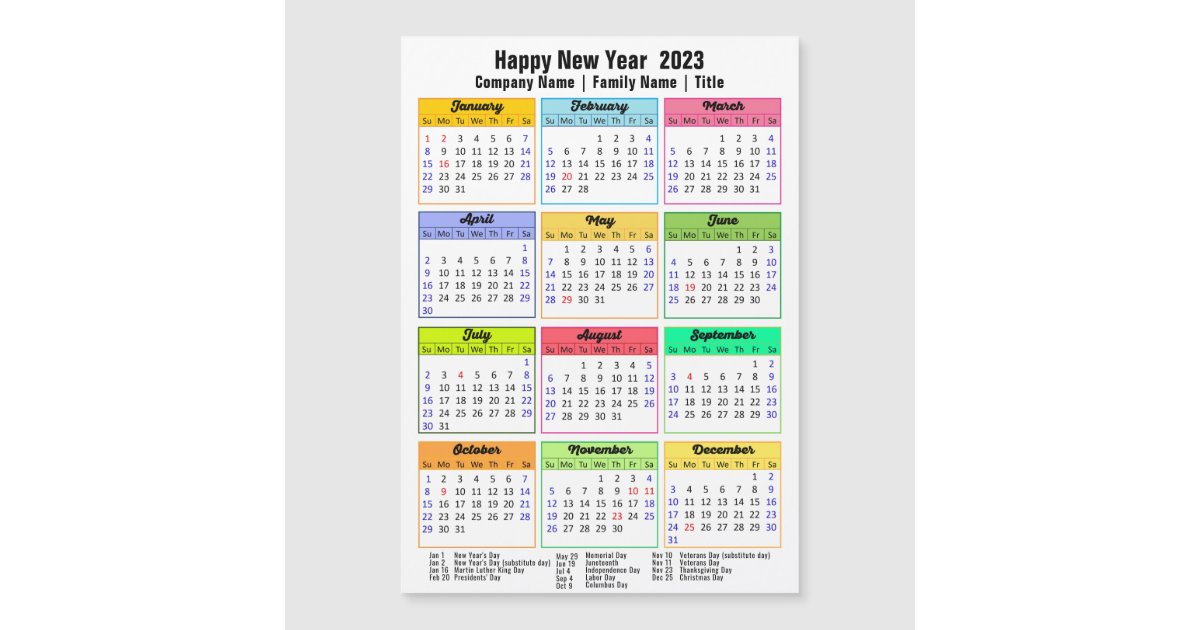 2023 Calendar Custom Business Modern Magnetic Card | Zazzle