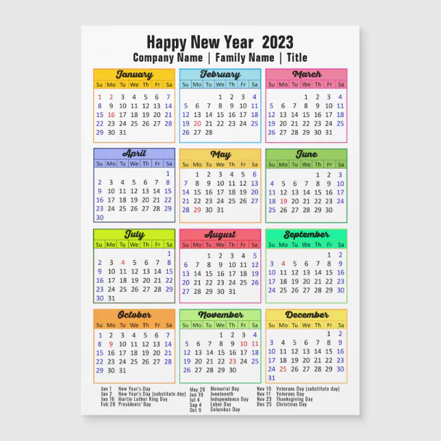 2023 Calendar Custom Business Modern Magnetic Card | Zazzle