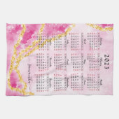 2023 Calendar Custom Name Girly Pink Elegant Kitchen Towel | Zazzle