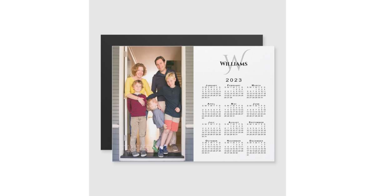 2023 Calendar Custom Photo Monogram Name Magnet | Zazzle