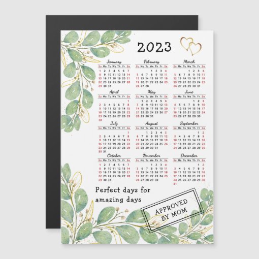 2023 Calendar Magnet Eucalyptus White Black Red | Zazzle 2023 Calendar Magnet Eucalyptus White Black Red | Zazzle