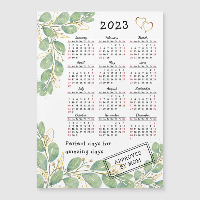 2023 Calendar Magnet Eucalyptus White Black Red | Zazzle 2023 Calendar Magnet Eucalyptus White Black Red | Zazzle