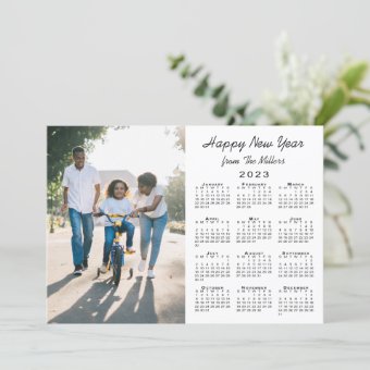 2023 Calendar Modern 2 Photo Happy New Year Holiday Card | Zazzle