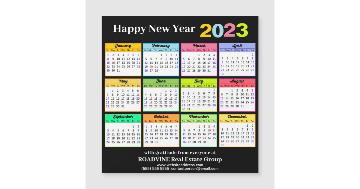 2023 Calendar Modern Business Magnetic Card | Zazzle