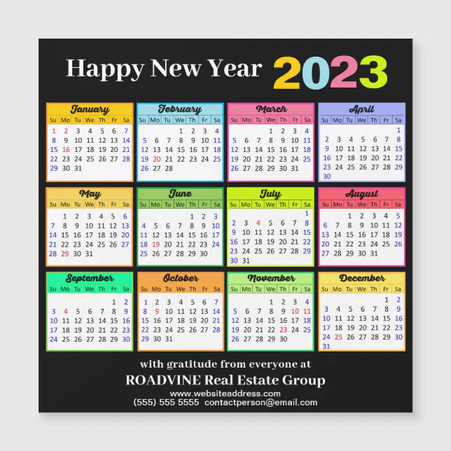 2023 Calendar Modern Business Magnetic Card | Zazzle
