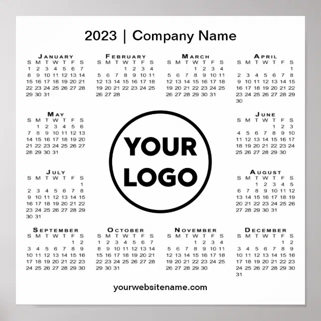 2023 Calendar with Company Logo and Name Poster | Zazzle