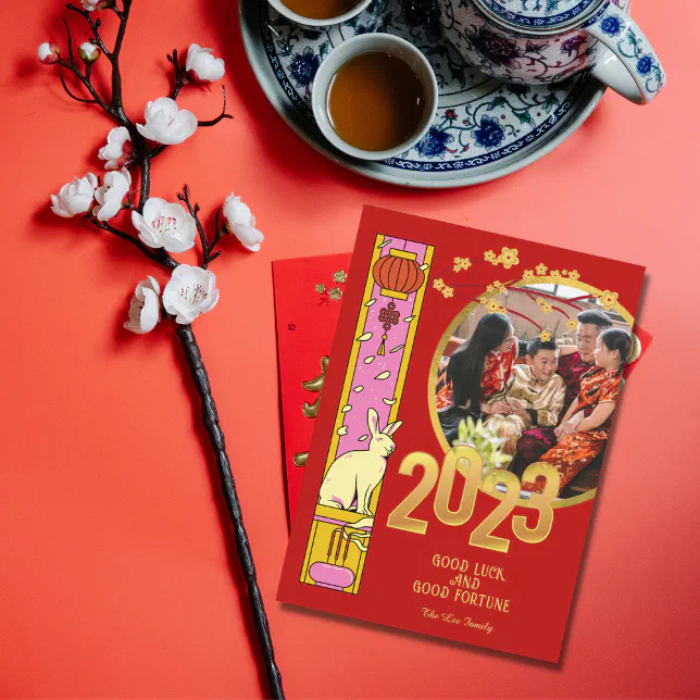 2023 Chinese New Year Good Luck Good Fortune Photo Holiday Card | Zazzle