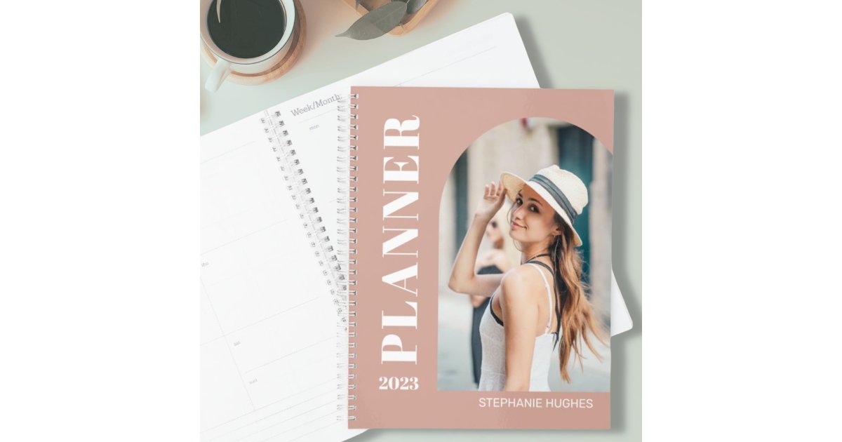 2023 Custom Photo Blush Pink Planner | Zazzle