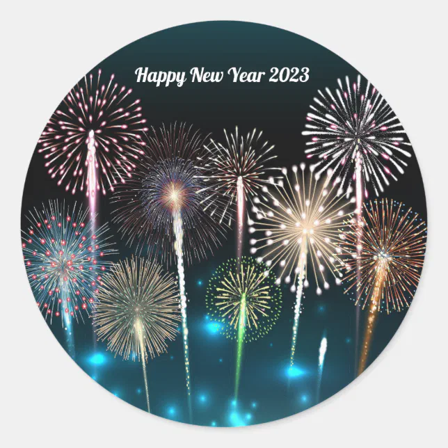 2023 Fireworks New Year Classic Round Sticker | Zazzle