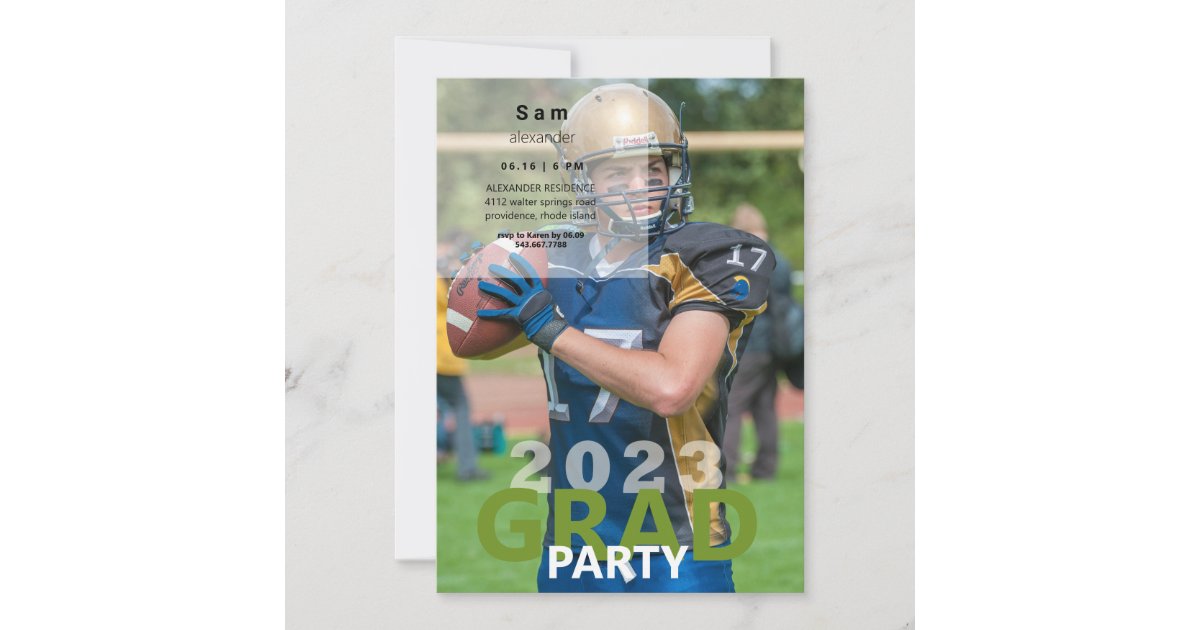 2023 Football Photo Graduation Party Invitation | Zazzle