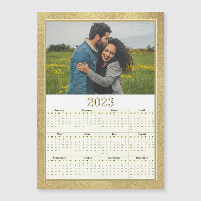 2023 Full Year Magnetic Calendar Custom Photo | Zazzle