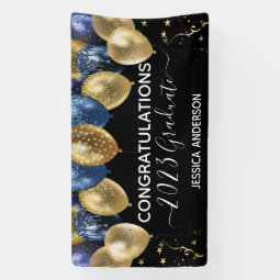 2023 Graduation Blue Gold Balloons Banner | Zazzle
