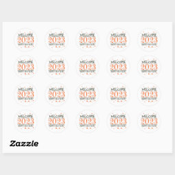 2023 Happy New Year with Colorful text Classic Round Sticker | Zazzle