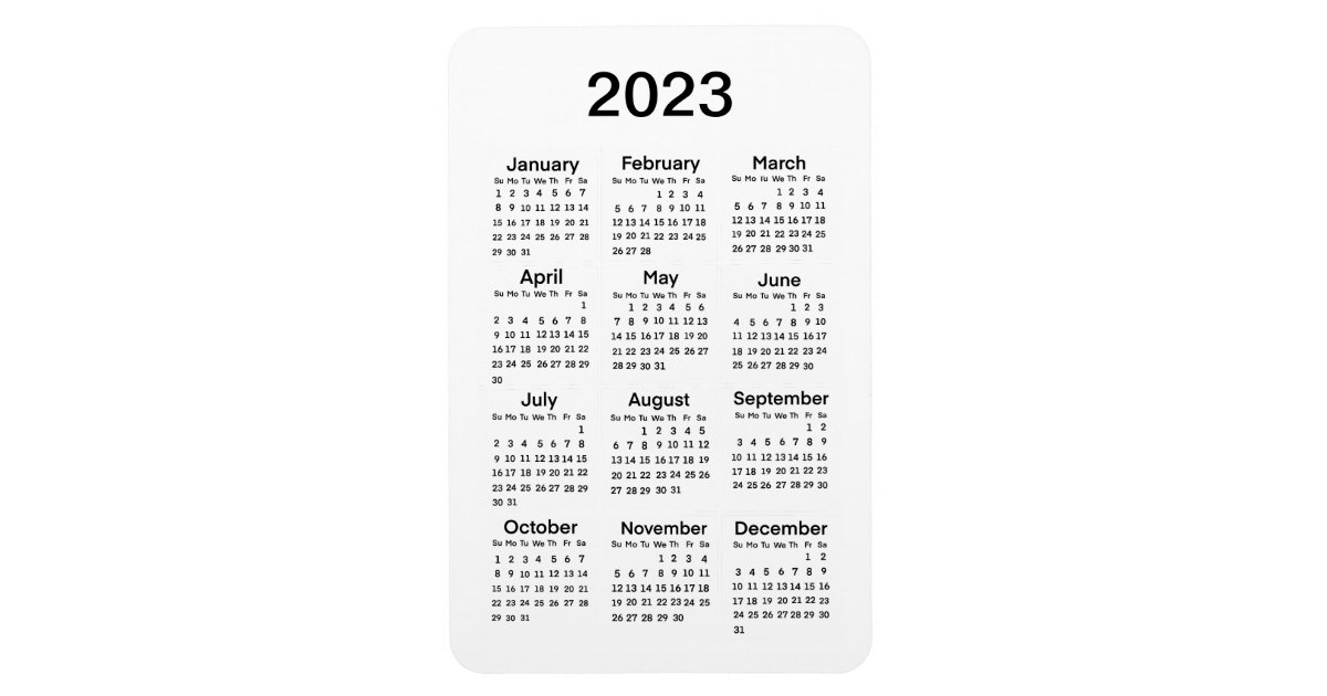 2023 Mini Calendar Magnet | Zazzle
