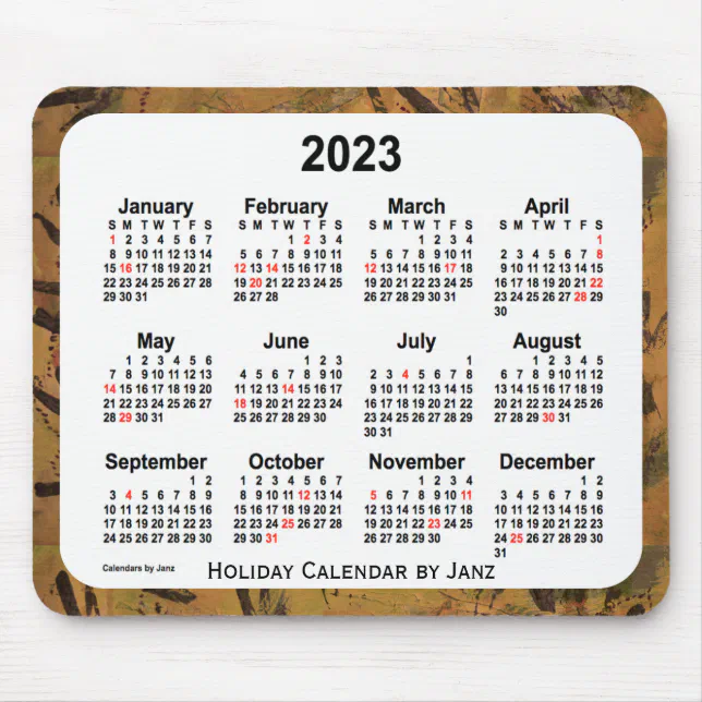 2023 Orange Holiday Art Calendar by Janz Mouse Pad | Zazzle