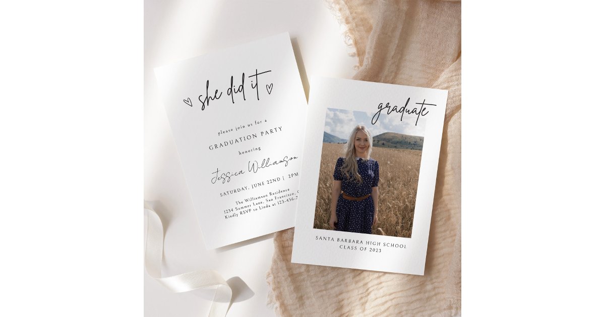 2023 Script Double Sided Graduation Invitation | Zazzle