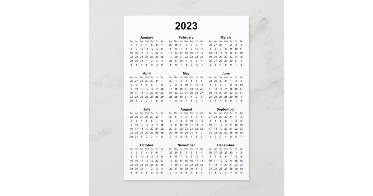 2023 Vertical Calendar Postcard | Zazzle