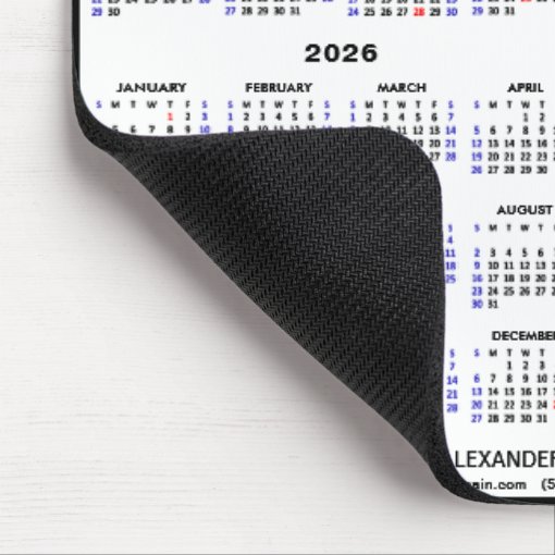 2024-2025 4 Year Calendar Black Custom Name simple Mouse Pad | Zazzle