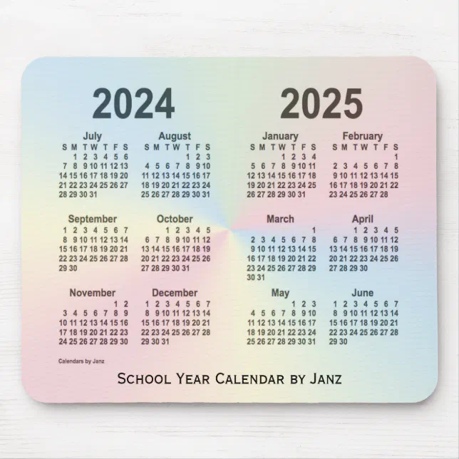 2024-2025 Rainbow Cloud School Calendar by Janz Mouse Pad | Zazzle