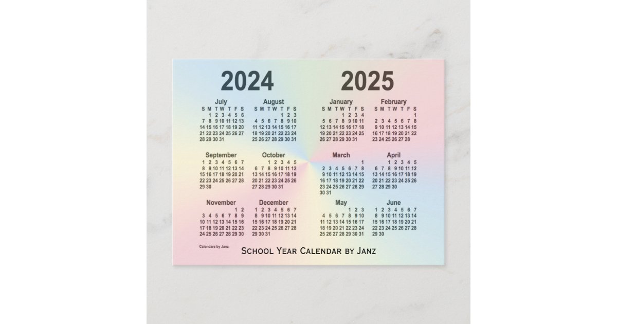 2024-2025 Rainbow Cloud School Calendar by Janz Postcard | Zazzle