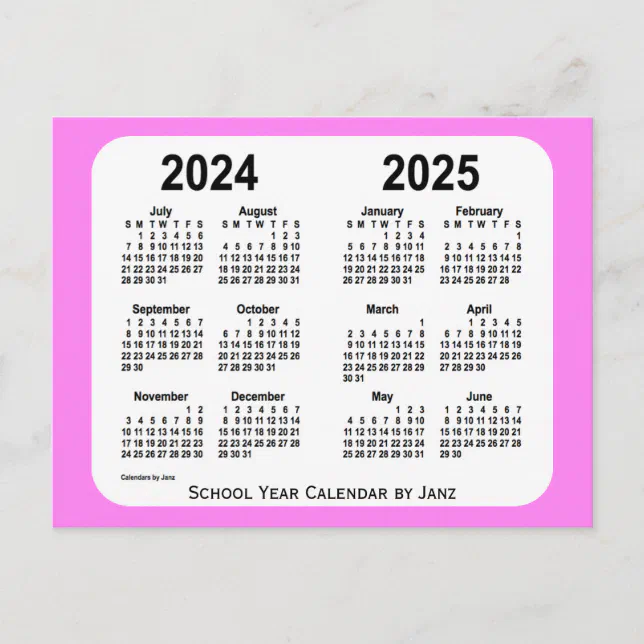 2024-2025 Violet Mini School Calendar by Janz Postcard | Zazzle