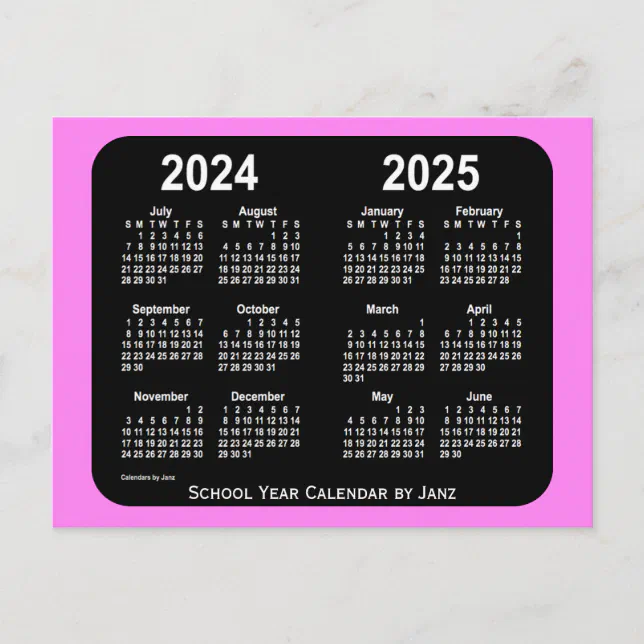 2024-2025 Violet Neon Mini School Calendar by Janz Postcard | Zazzle