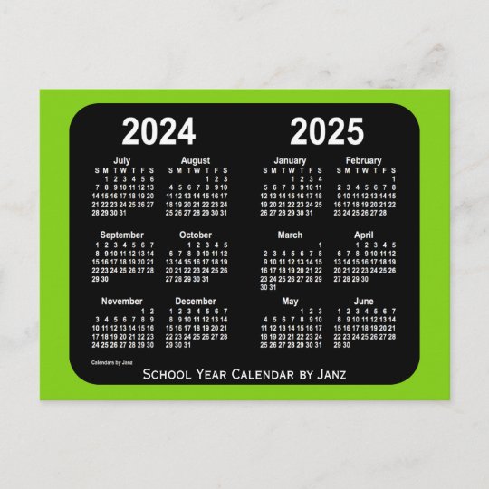 2024-2025 Yellowgreen Neon School Calendar by Janz Postcard | Zazzle.com