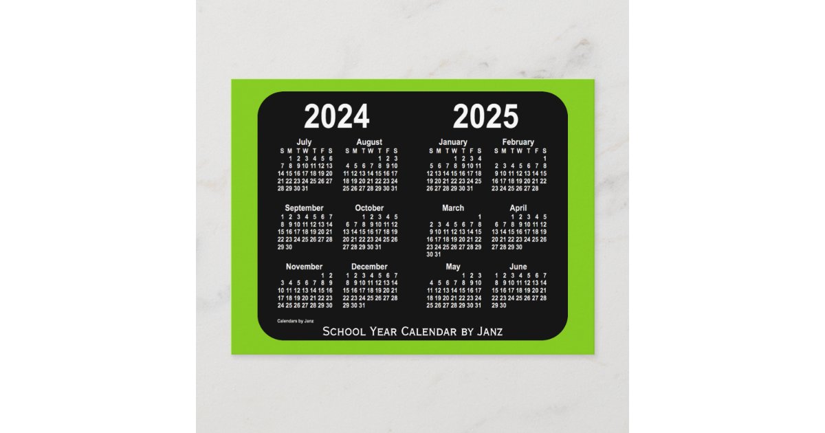 2024-2025 Yellowgreen Neon School Calendar by Janz Postcard | Zazzle