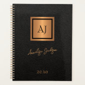2024 Black gold monogrammed script name elegant Planner | Zazzle