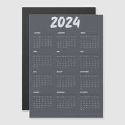 2024 Calendar Black And White Simple Magnetic Invitation | Zazzle