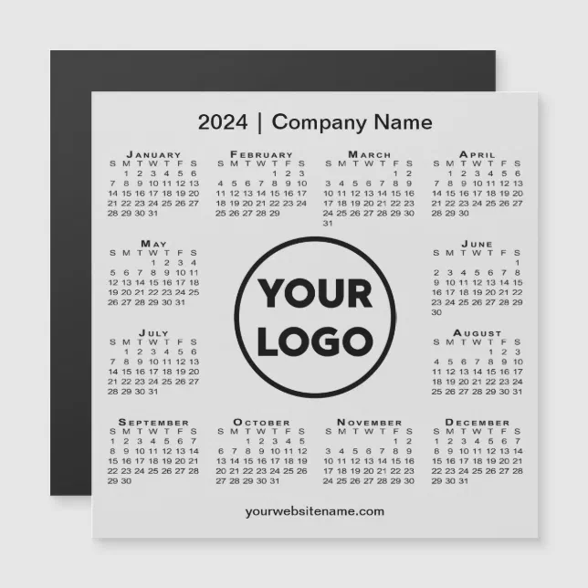 2024 Calendar Company Logo on Light Grey Magnet | Zazzle