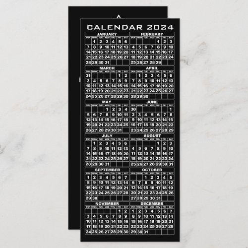 2024 CALENDAR HOLIDAYS RACK CARD BLACK TREE | Gabriel Angel Design
