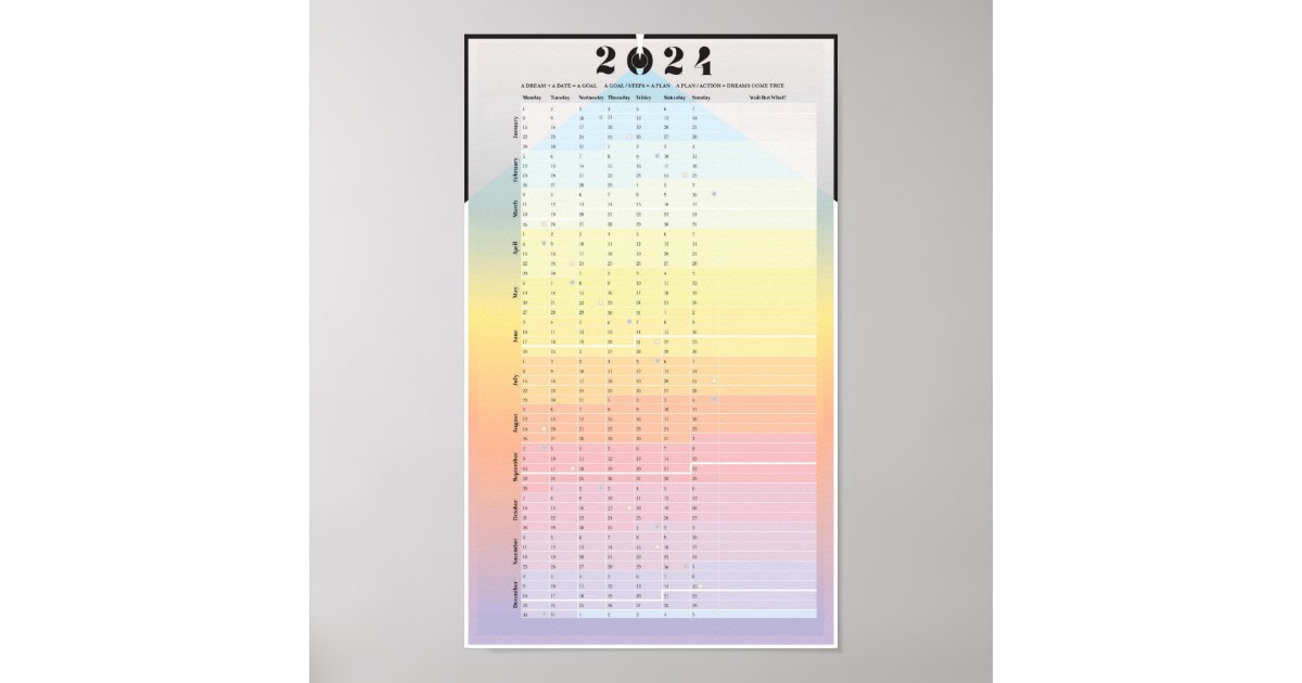 2024 Calendar - Moon Planner Poster | Zazzle