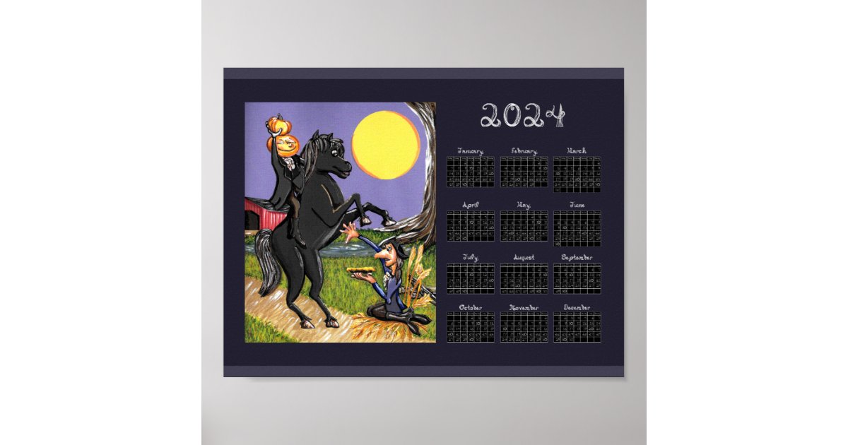 2024 Calendar Sleepy Hollow Headless Horseman Poster | Zazzle