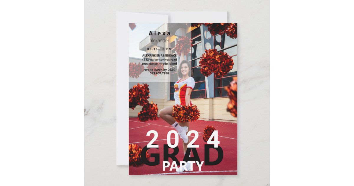 2024 Cheerleader Photo Graduation Party Invitation | Zazzle