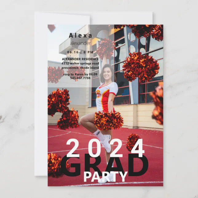 2024 Cheerleader Photo Graduation Party Invitation | Zazzle