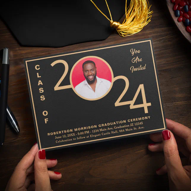 2024 Class Graduation Ceremony Graduate Photo Acrylic Invitations | Zazzle