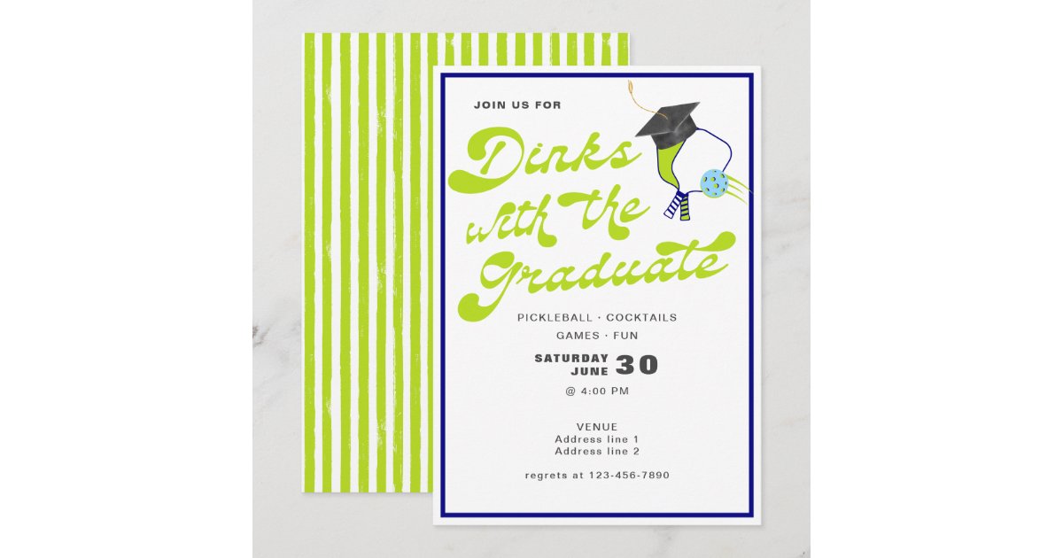 2024 Dinks with the Graduate Pickleball Graduation Invitation | Zazzle