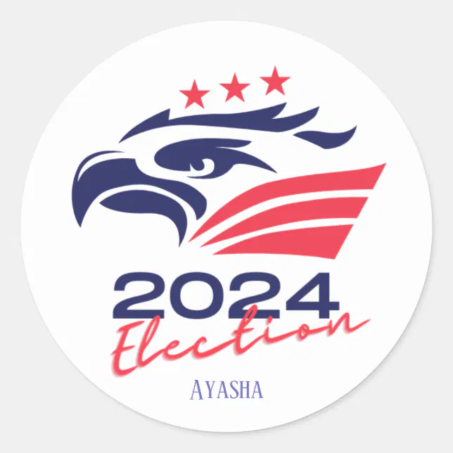 2024 Election White Logo Politician Voter Name Classic Round Sticker ...