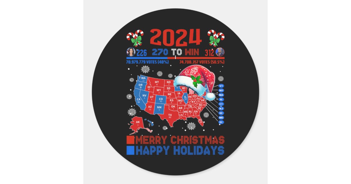 2024 Electoral Map Merry Christmas Trump Landslide Classic Round ...