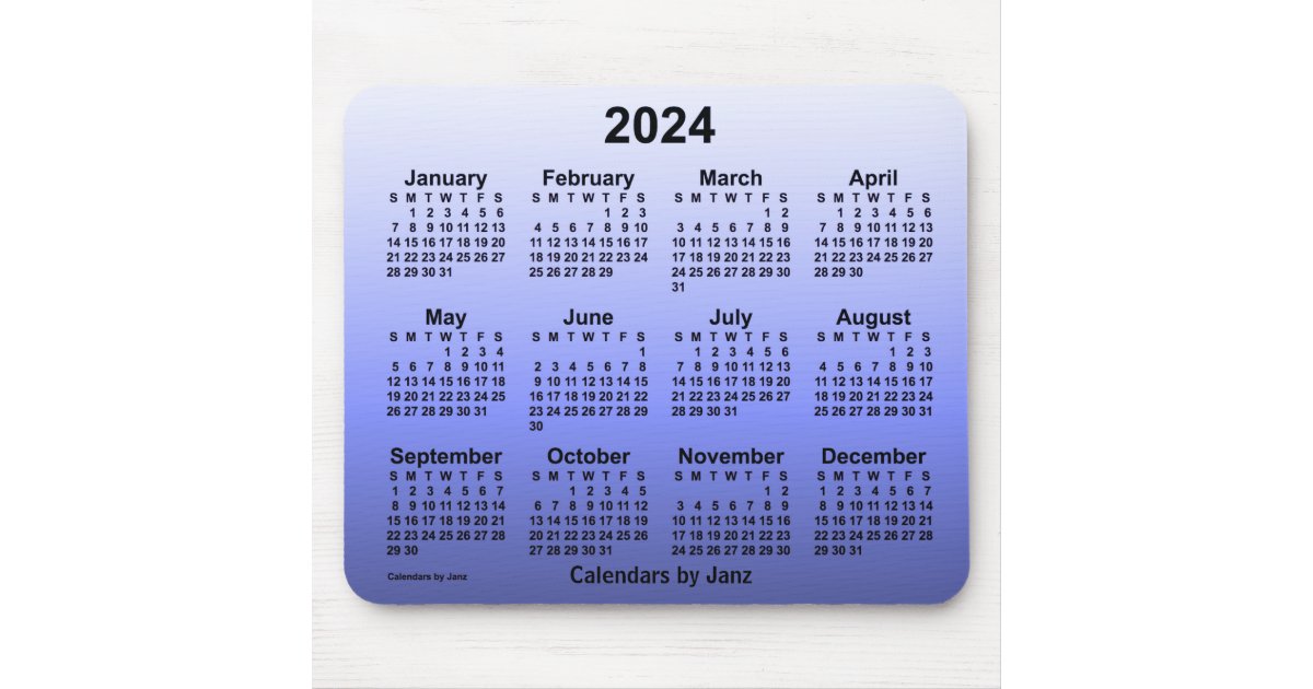 2024 Faded Indigo Calendar by Janz Mouse Pad | Zazzle