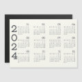 2024 Full Year Calendar Black And White Elegant Magnetic Invitation ...
