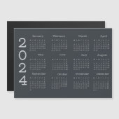 2024 Full Year Calendar Black And White Elegant Magnetic Invitation ...